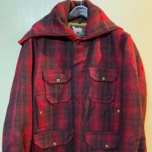 Woolrich | Jackets & Coats | Vintage Rare 94s Woolrich Red Plaid Hooded Makinaw Cruiser Hunting ...